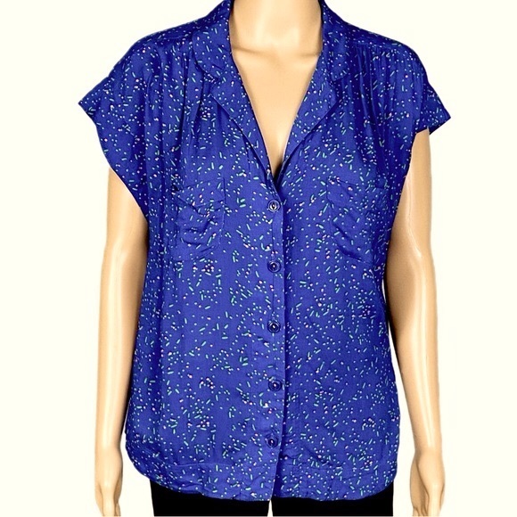 Maeve | Tops | Maeveanthropologie Royal Blue Top Wgreen And Pink Dots ...